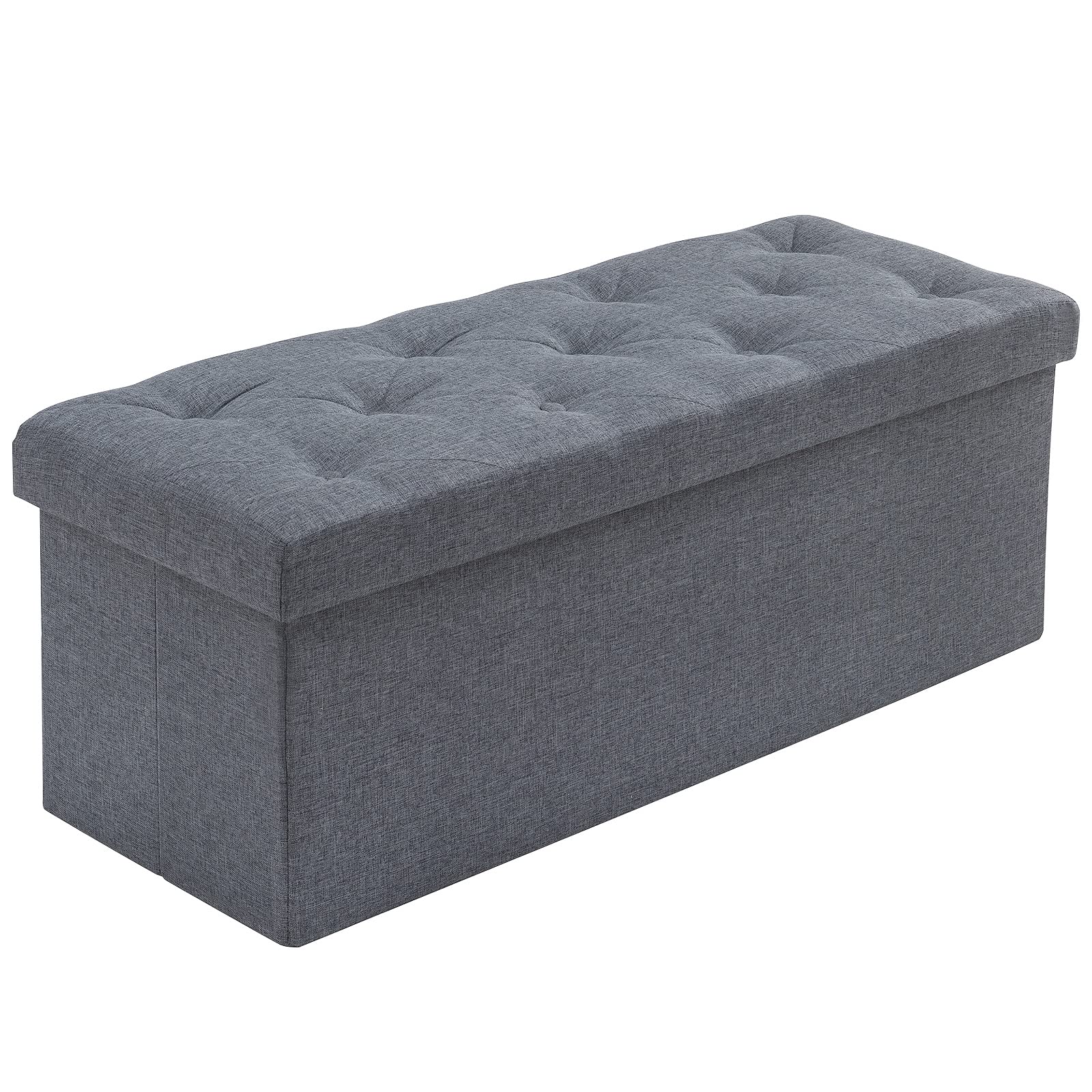 BRIAN & DANY 43 inch Ottoman with Storage, Linen Storage Ottoman Bench, Folding Ottoman Storage for Bedroom and Living Room - Gray