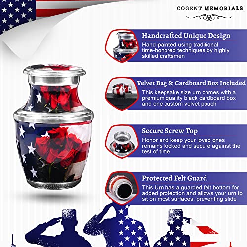 Mini Urn w/Velvet Bag, Funnel, Box – Memorial Funeral Urn Ashes Keepsake for Humans & Pets – Beautiful Cremation Urns - Aluminum Keepsake Urns for Human Ashes & Pets - Decorative Urns for Home Décor