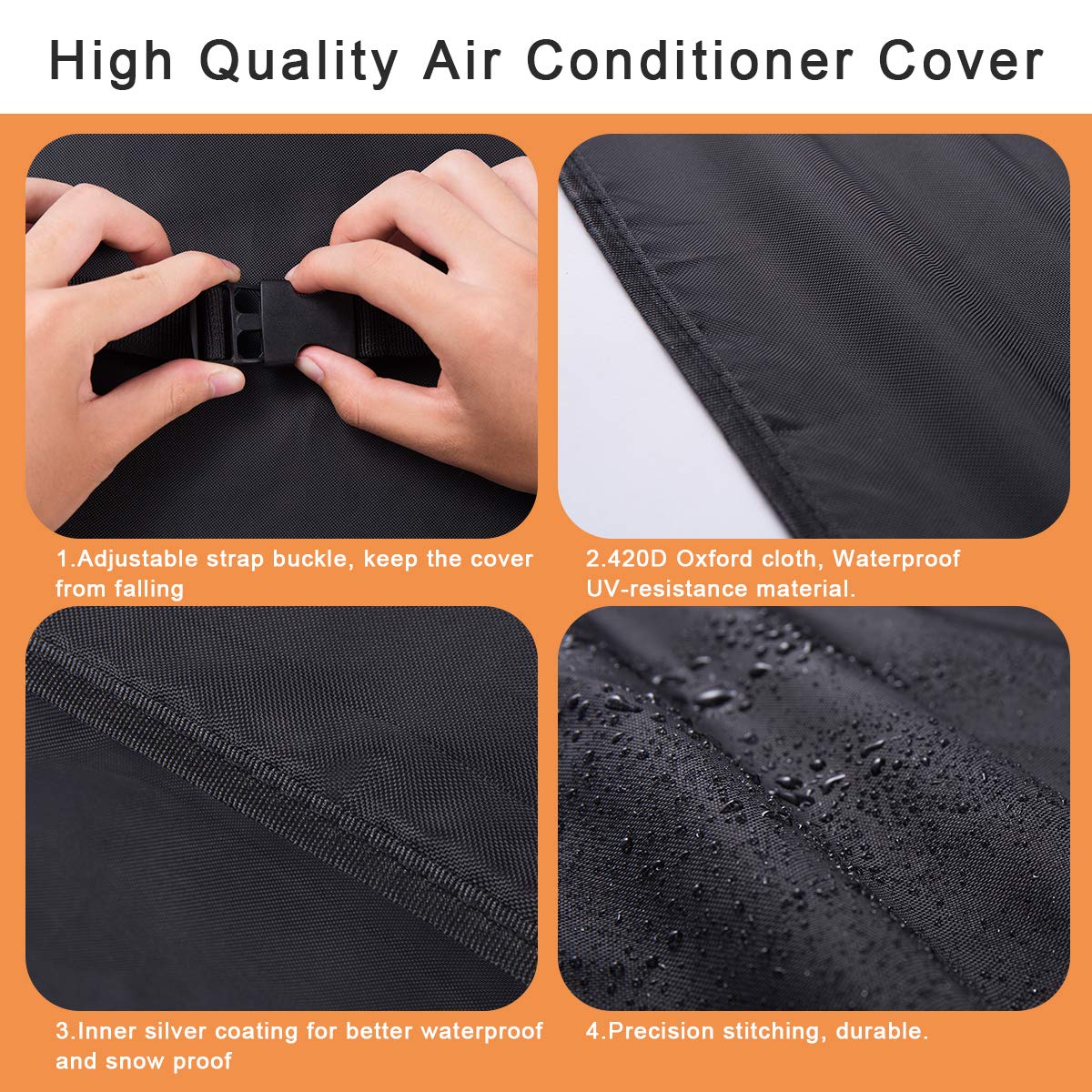 Window Air Conditioner Cover Outdoor, Luxiv Outside Window AC Unit Cover Black Dust-proof Waterproof Outdoor AC Protection Insulation Defender (17Wx12Dx13H)