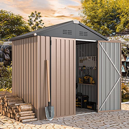 AECOJOY 6' x 4' Outdoor Storage Shed, Outdoor Shed with Design of Lockable Doors, Utility and Tool Storage for Garden, Backyard, Patio, Outside use.