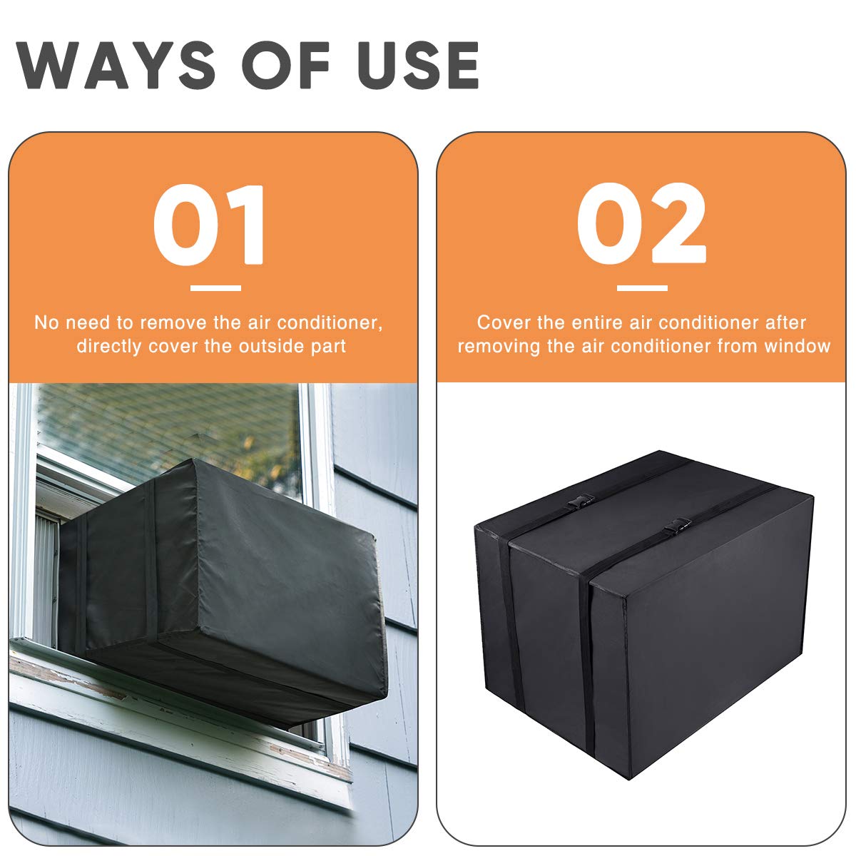 Window Air Conditioner Cover Outdoor, Luxiv Outside Window AC Unit Cover Black Dust-proof Waterproof Outdoor AC Protection Insulation Defender (17Wx12Dx13H)