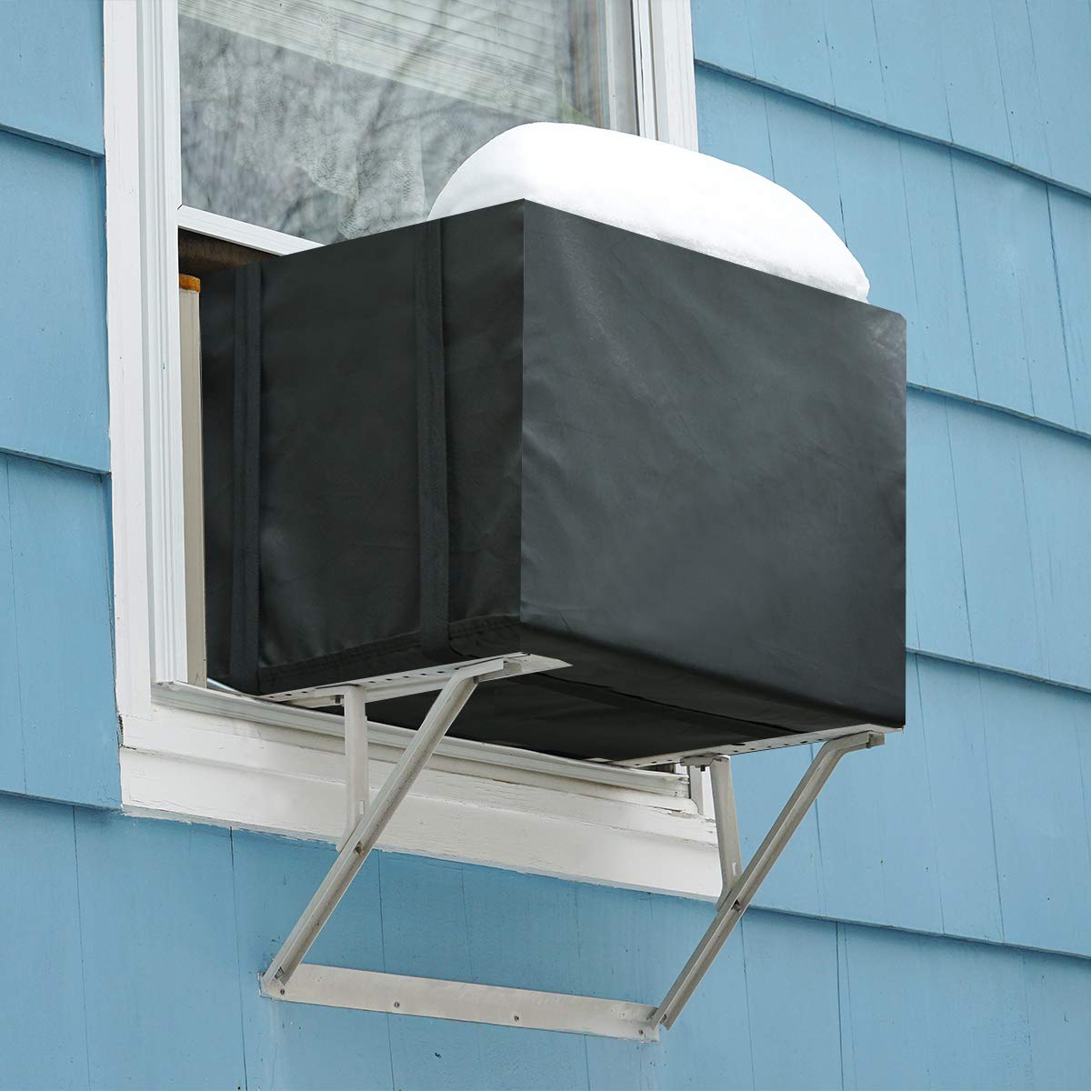 Window Air Conditioner Cover Outdoor, Luxiv Outside Window AC Unit Cover Black Dust-proof Waterproof Outdoor AC Protection Insulation Defender (17Wx12Dx13H)