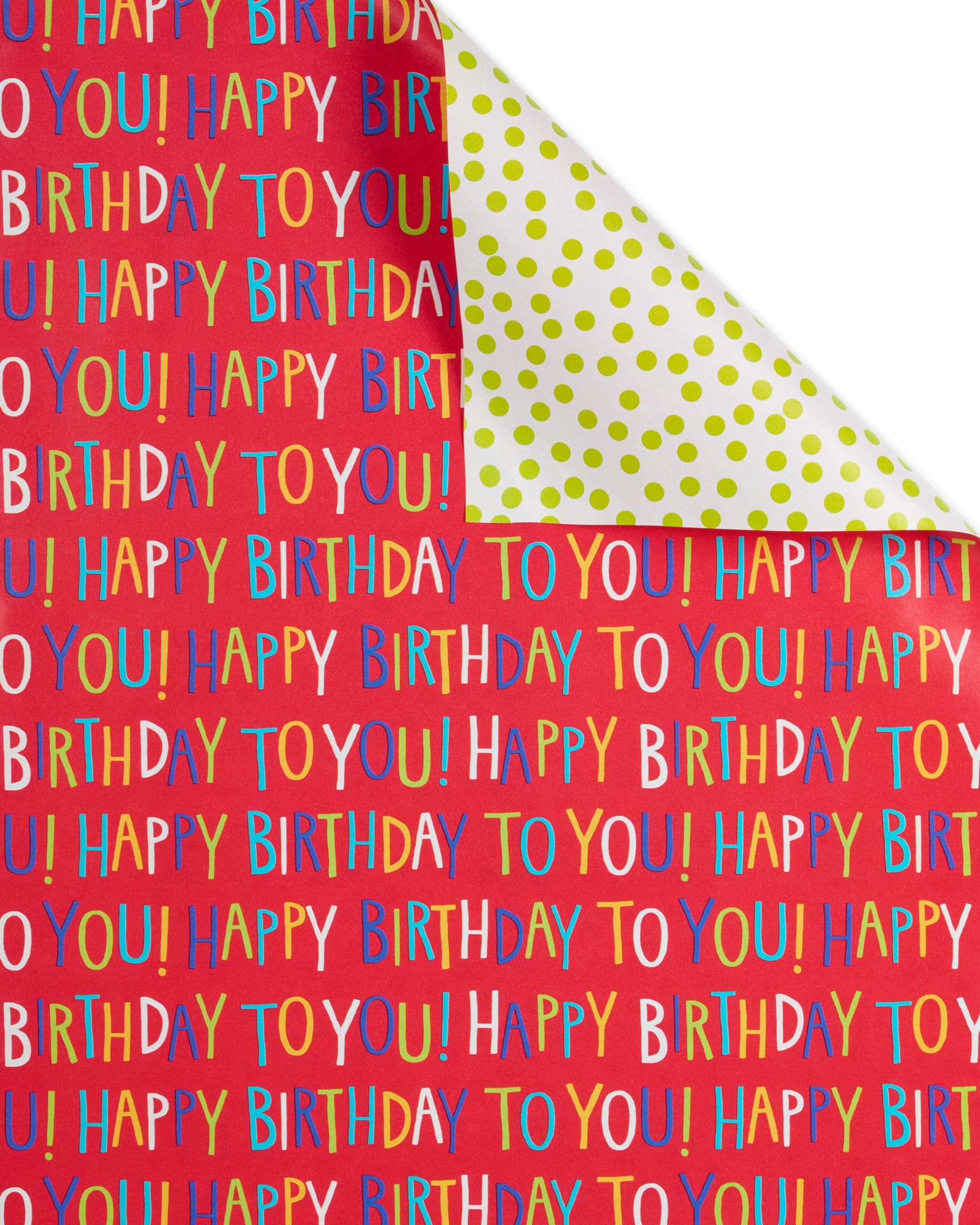 American Greetings Reversible Birthday Wrapping Paper for Kids, Dinosaurs and Unicorns (3 Rolls, 120 sq. ft)