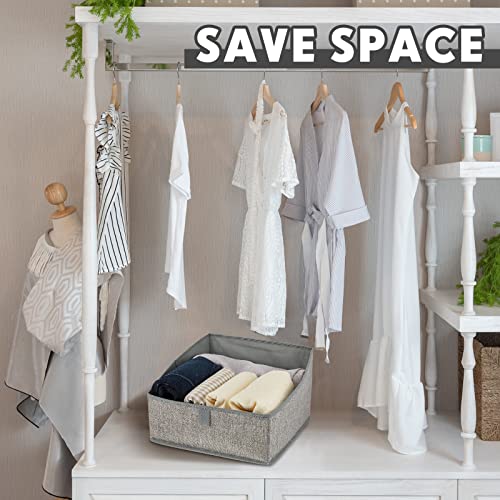 12 Pcs Closet Baskets Trapezoid Storage Bins Closet Storage Bins Foldable Fabric Bins Closet Shelf Organizer Bins Storage Box for Clothes Books Baby Toiletry Dvd Toys Towel, 11.4 x 11.4 x 7.9 Inch