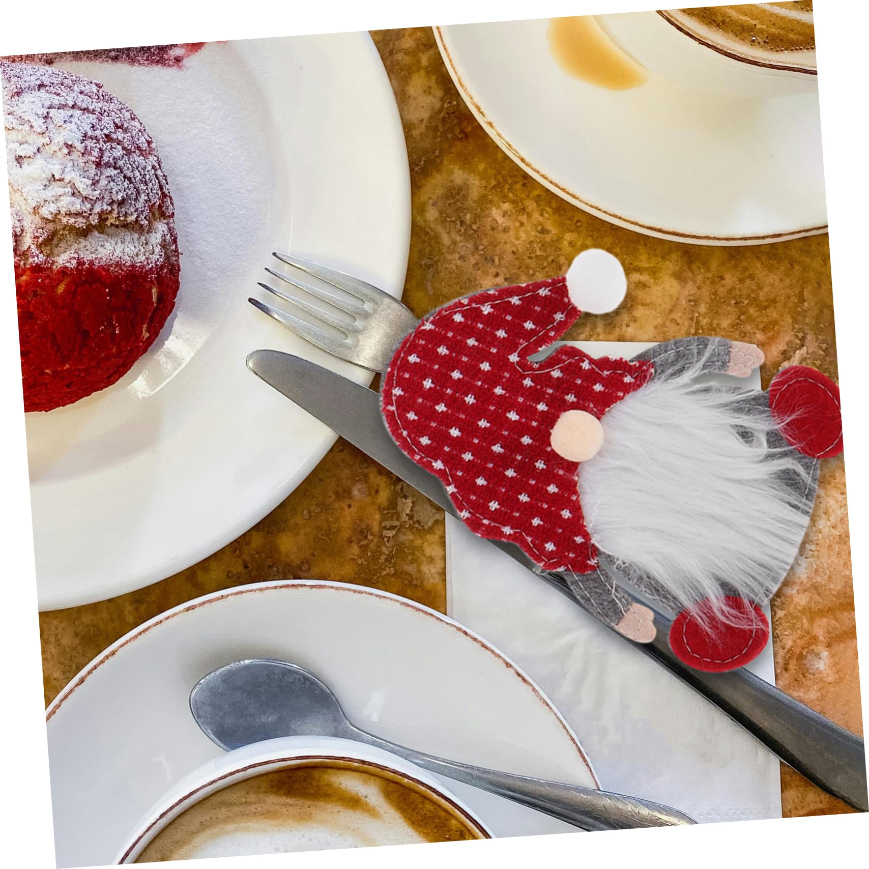 Hemoton Gnome Tableware Utensil Holders: Fabric Cutlery Pouch Cover Holiday Knives Forks Bag Decorative Dinner Table Centerpiece For Holiday Party Supplies 12pcs