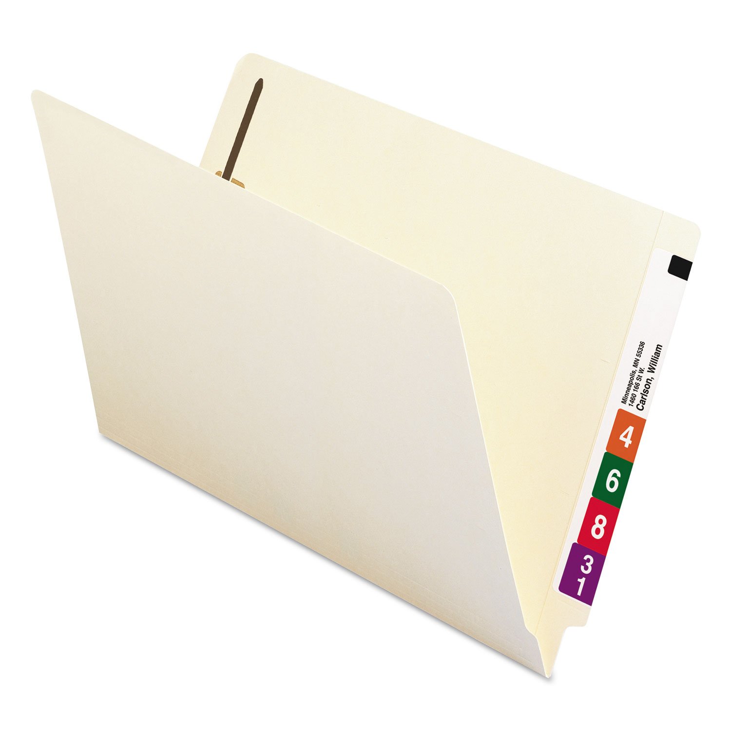 Smead End Tab Fastener File Folder, Shelf-Master® Reinforced Straight-Cut Tab, 2 Fasteners, Legal Size, Manila, 50 per Box (37115)