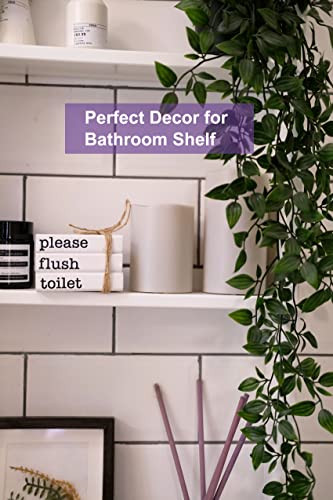 Farmhouse Mini Bathroom Sign Decor Funny Wooden Book Stack for Bathroom Tray Decor Bathroom Shelf Sitter 2 Signs in 1 Reversible Mini Book Set of 3 for Restroom Decor Bathroom Wooden Rustic Sign