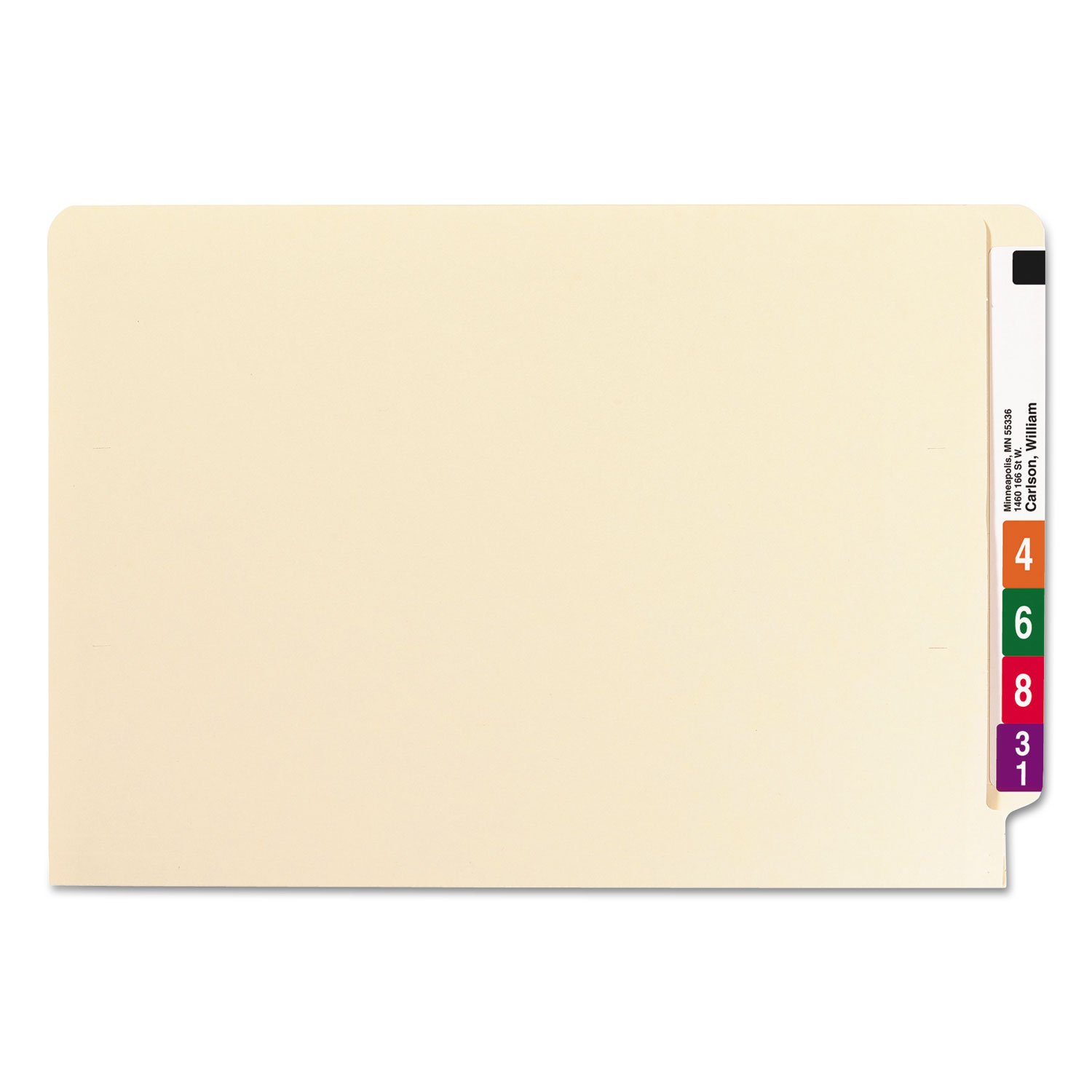 Smead End Tab Fastener File Folder, Shelf-Master® Reinforced Straight-Cut Tab, 2 Fasteners, Legal Size, Manila, 50 per Box (37115)