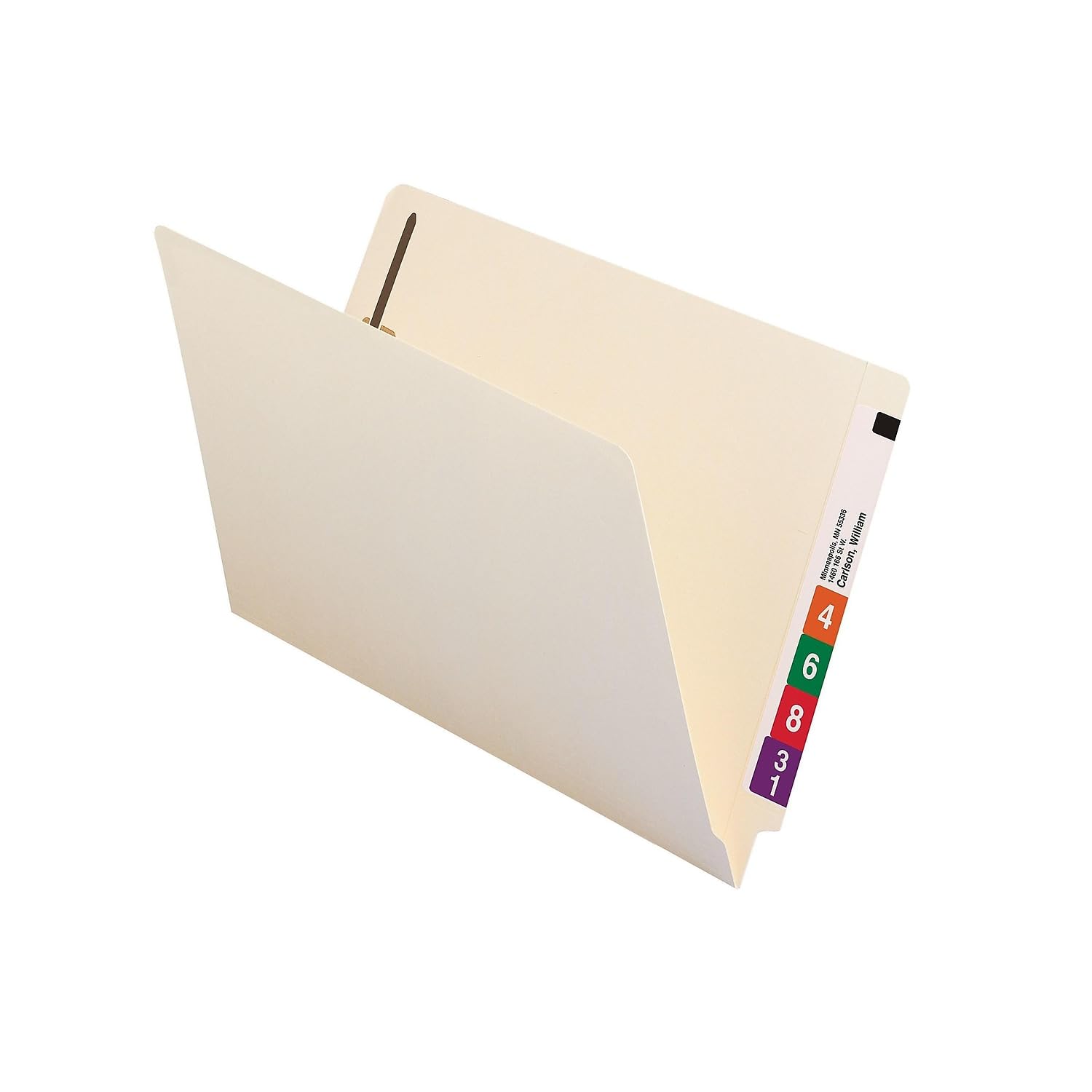Smead End Tab Fastener File Folder, Shelf-Master® Reinforced Straight-Cut Tab, 2 Fasteners, Legal Size, Manila, 50 per Box (37115)