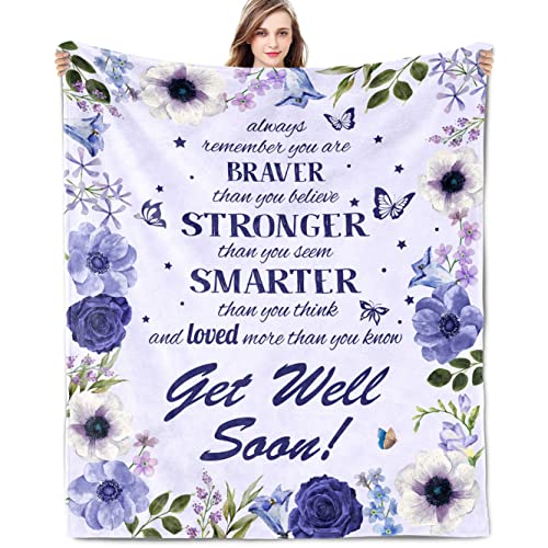 KJACGAD Get Well Soon Gifts for Women Sympathy Gifts Thinking of You Gifts Inspirational Spiritual Gifts After Surgery Gifts Feel Better Gifts for Women Christmas Throw Blanket 60X50 Inch