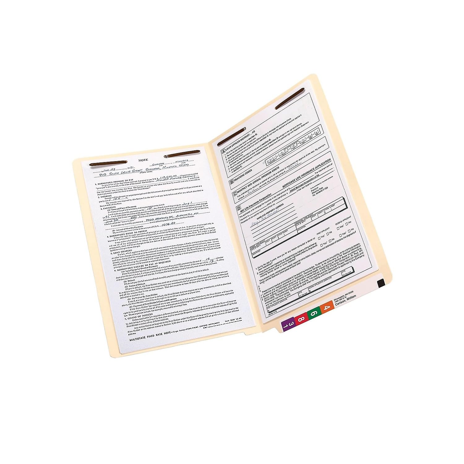Smead End Tab Fastener File Folder, Shelf-Master® Reinforced Straight-Cut Tab, 2 Fasteners, Legal Size, Manila, 50 per Box (37115)
