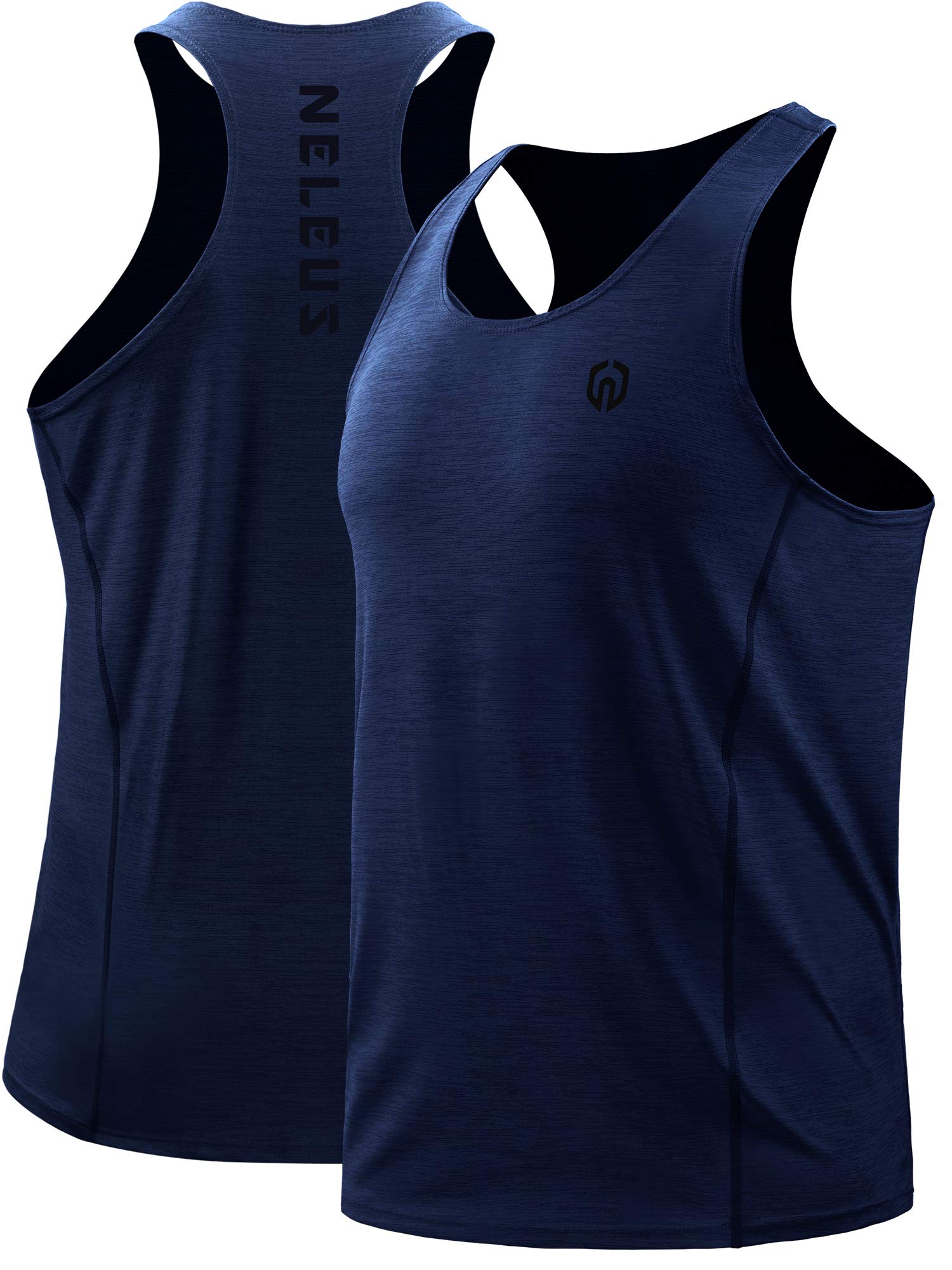 NELEUS Men's 3 Pack Running Tank Tops Dry Fit Muscle Athletic Workout Shirts,5069,Navy,Light Grey,Red,US L,EU XL