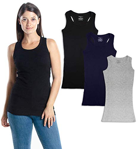 Emprella Womens Tank Tops, Basic Cotton Ribbed Racerback Tanktop (6 Pack) (Medium, Assortment 2)
