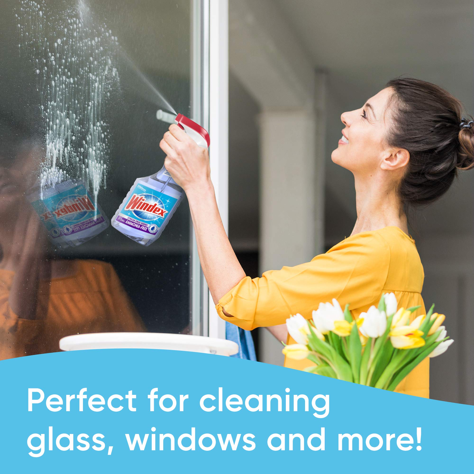 Windex Ammonia-Free Glass Cleaner, Crystal Rain Scent, Spray Bottle, 32 fl oz