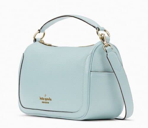 Kate Spade Smoosh Top Zip Satchel Hobo Crossbody Leather Blue Glow
