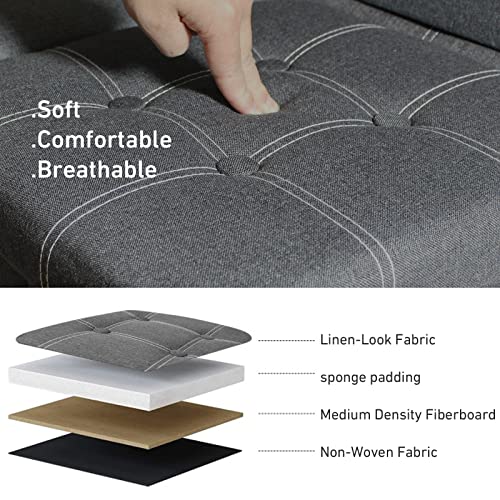 Mrcrypos Storage Ottoman Cube 15 Inch Dark Gray Storage Ottoman Linen Fabric Folding Small Ottoman Footrest Seat Suitable for Living Room Bedroom 15"x15"x15"