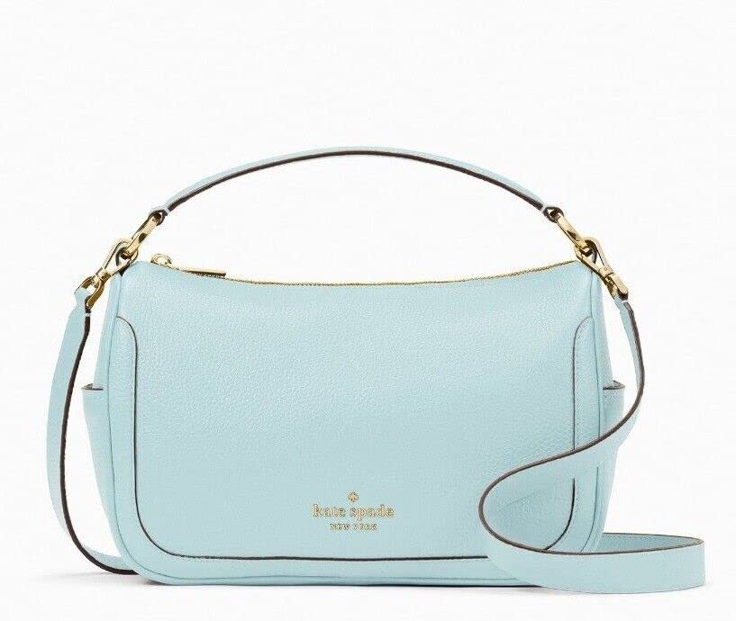 Kate Spade Smoosh Top Zip Satchel Hobo Crossbody Leather Blue Glow