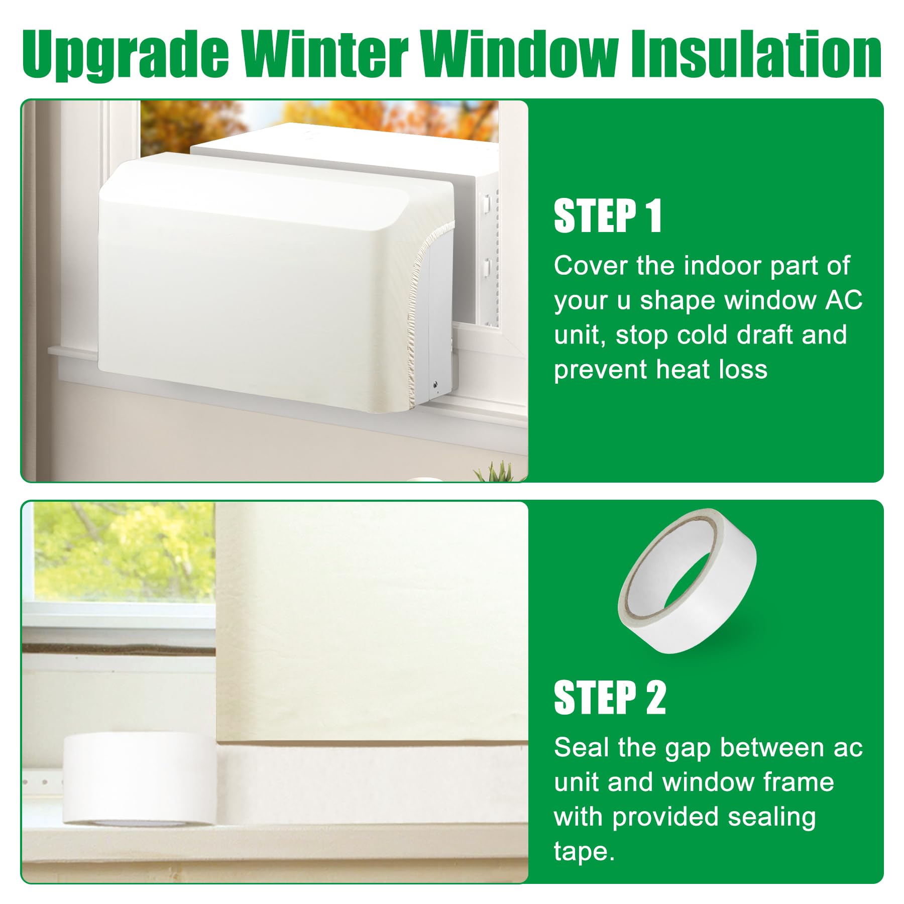 Forestchill Indoor Air Conditioner Cover for U-Shaped Window AC Unit, Wind Proof & Dust Proof Indoor AC Cover with Sealing Tape, for Inside U-Shape Window Air Conditioner