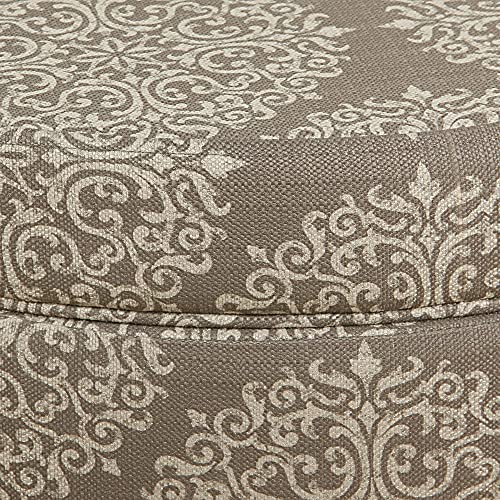 Homepop Home Decor | Upholstered Round Storage Ottoman | Ottoman with Storage for Living Room & Bedroom, Brown Medallion, Large