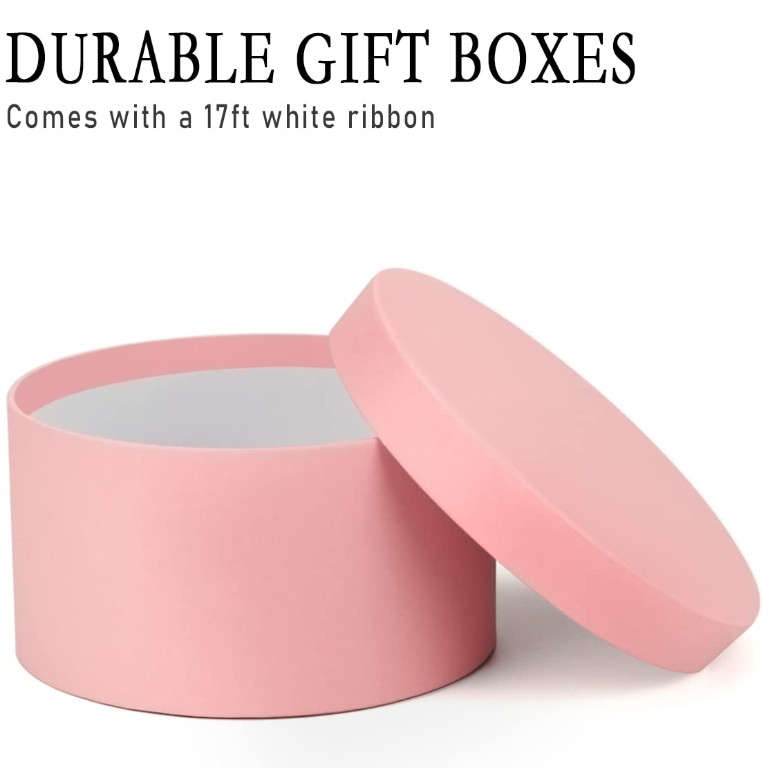 Bengnkes Round Gift Box Black Gift Boxes with Lids for Presents 4 Packs Luxury Nesting Gift Boxes Small with 17ft Ribbon for Bridesmaid Valentines Mother's day Graduation