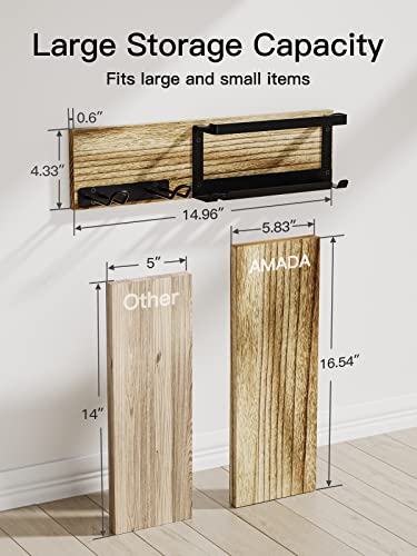 AMADA HOMEFURNISHING Floating Shelves Wall Mounted, Wall Shelves for Bathroom, Kitchen, Bedroom, Storage Shelf with Towel Bar, Wall Shelf Set of 3-AMFS01-1/Set of 2-AMFS01V