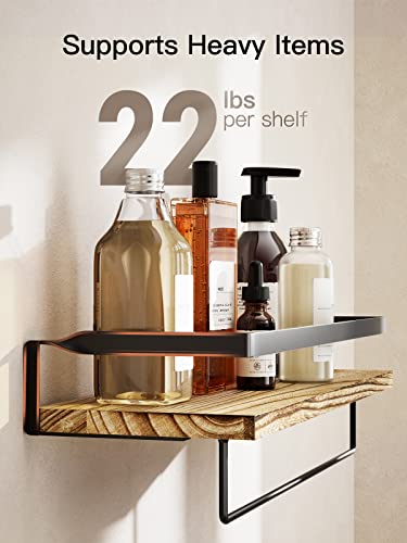 AMADA HOMEFURNISHING Floating Shelves Wall Mounted, Wall Shelves for Bathroom, Kitchen, Bedroom, Storage Shelf with Towel Bar, Wall Shelf Set of 3-AMFS01-1/Set of 2-AMFS01V