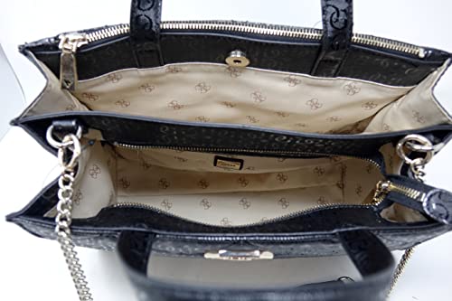 GUESS Women's Logo Patent Quilted Large Tote Bag Handbag & Wallet Set - Black