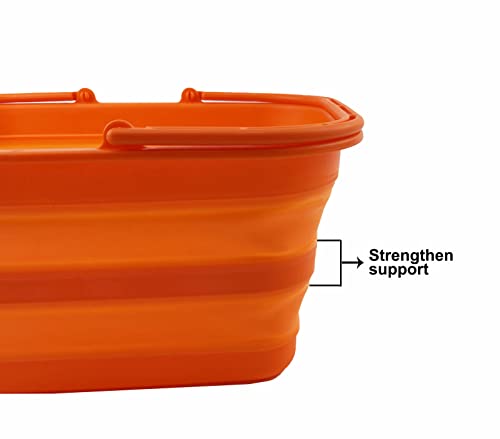 SAMMART 12L (3.17Gallon) Collapsible Tub with Handle - Portable Outdoor Picnic Basket/Crater - Foldable Shopping Bag - Space Saving Storage Container (Orange)