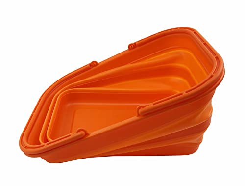 SAMMART 12L (3.17Gallon) Collapsible Tub with Handle - Portable Outdoor Picnic Basket/Crater - Foldable Shopping Bag - Space Saving Storage Container (Orange)