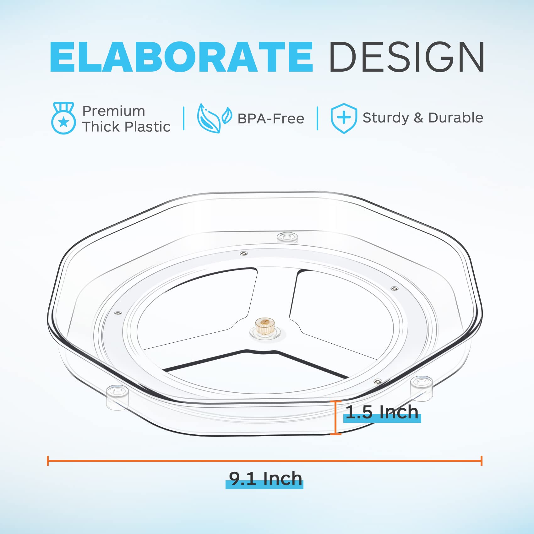 Lazy Susan Organizer for Cabinet, Lazy Susan Turntable for Cabinet, 9.1 Inches Lazy Susan Spice Rack(2 Pack)