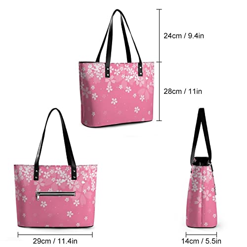 Womens Handbag Japanese Cherry Blossoms Leather Tote Bag Top Handle Satchel Bags For Lady