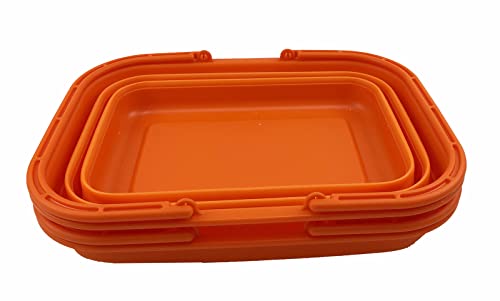 SAMMART 12L (3.17Gallon) Collapsible Tub with Handle - Portable Outdoor Picnic Basket/Crater - Foldable Shopping Bag - Space Saving Storage Container (Orange)