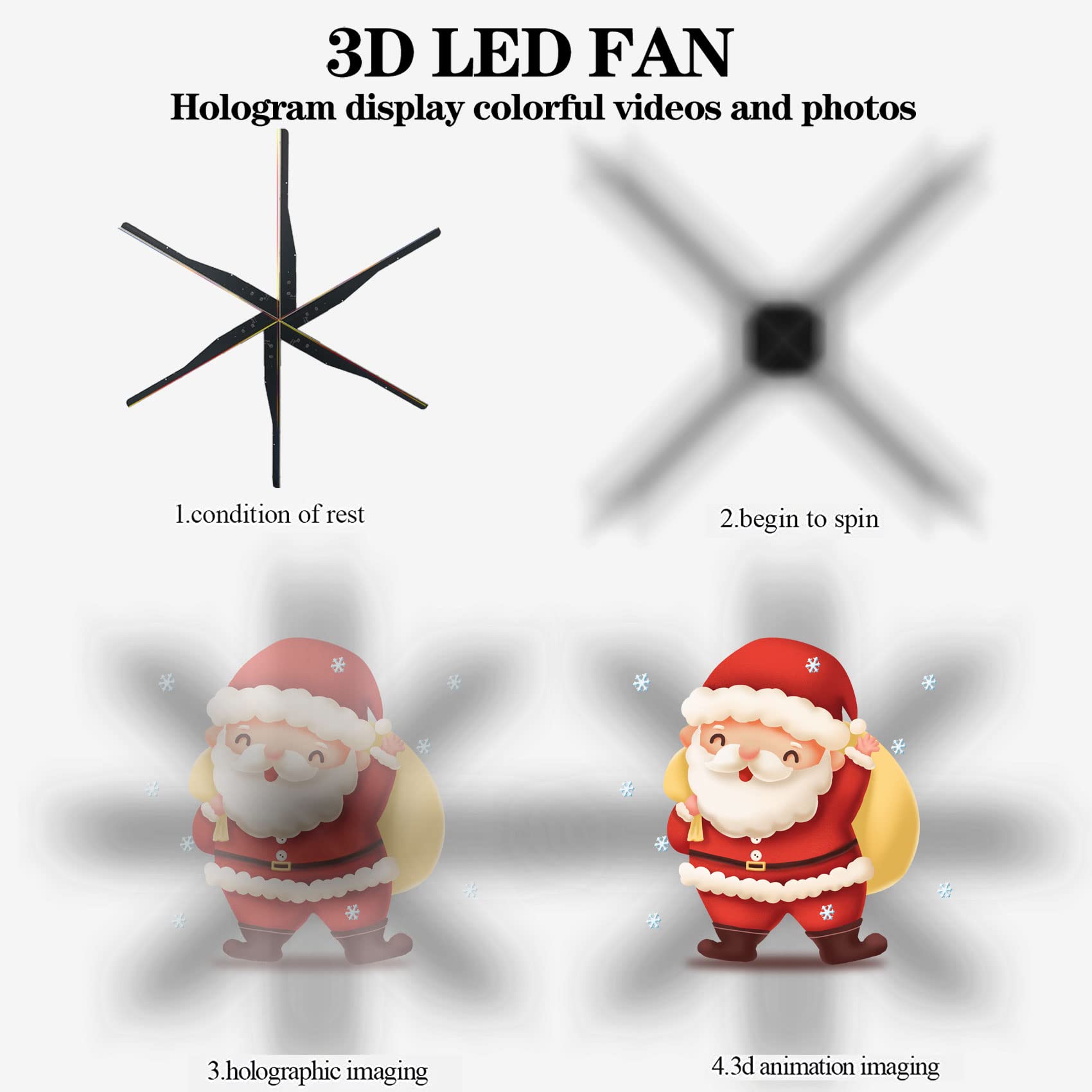 3D Hologram Fan Projector Display with APP, Trade Show Display 616PCS LED Beads, Four-Axis and High Transmission Speed, 3D Holographic Fan Uploaded by iOS and Android 27.5 inch