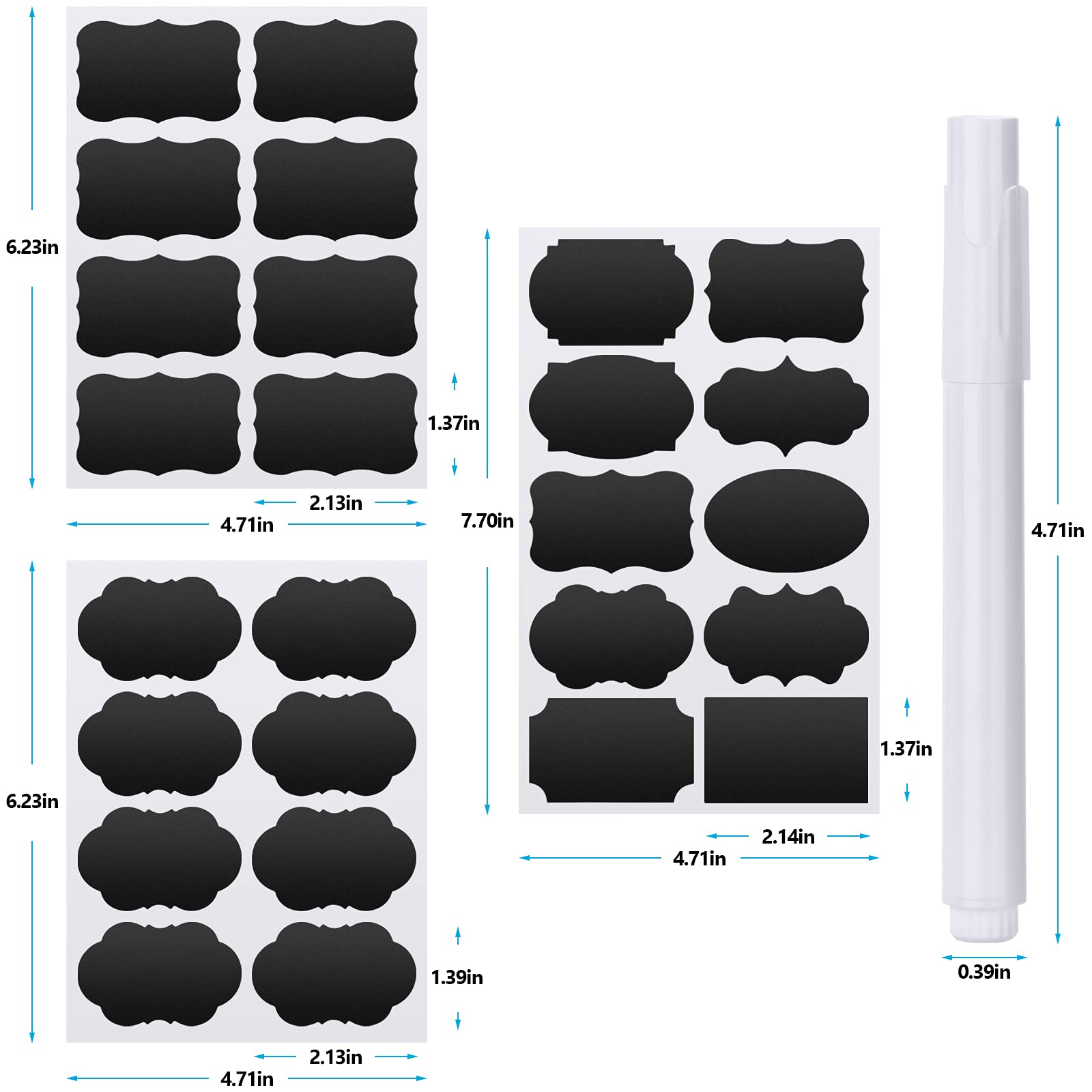 Chalkboard Labels Bulk (180PCS) - 2 Free Erasable White Chalk Marker, Mini Decorative Chalk Labels, Reusable and Waterproof Black Labels for Jars Containers Kitchen Home Pantry Office
