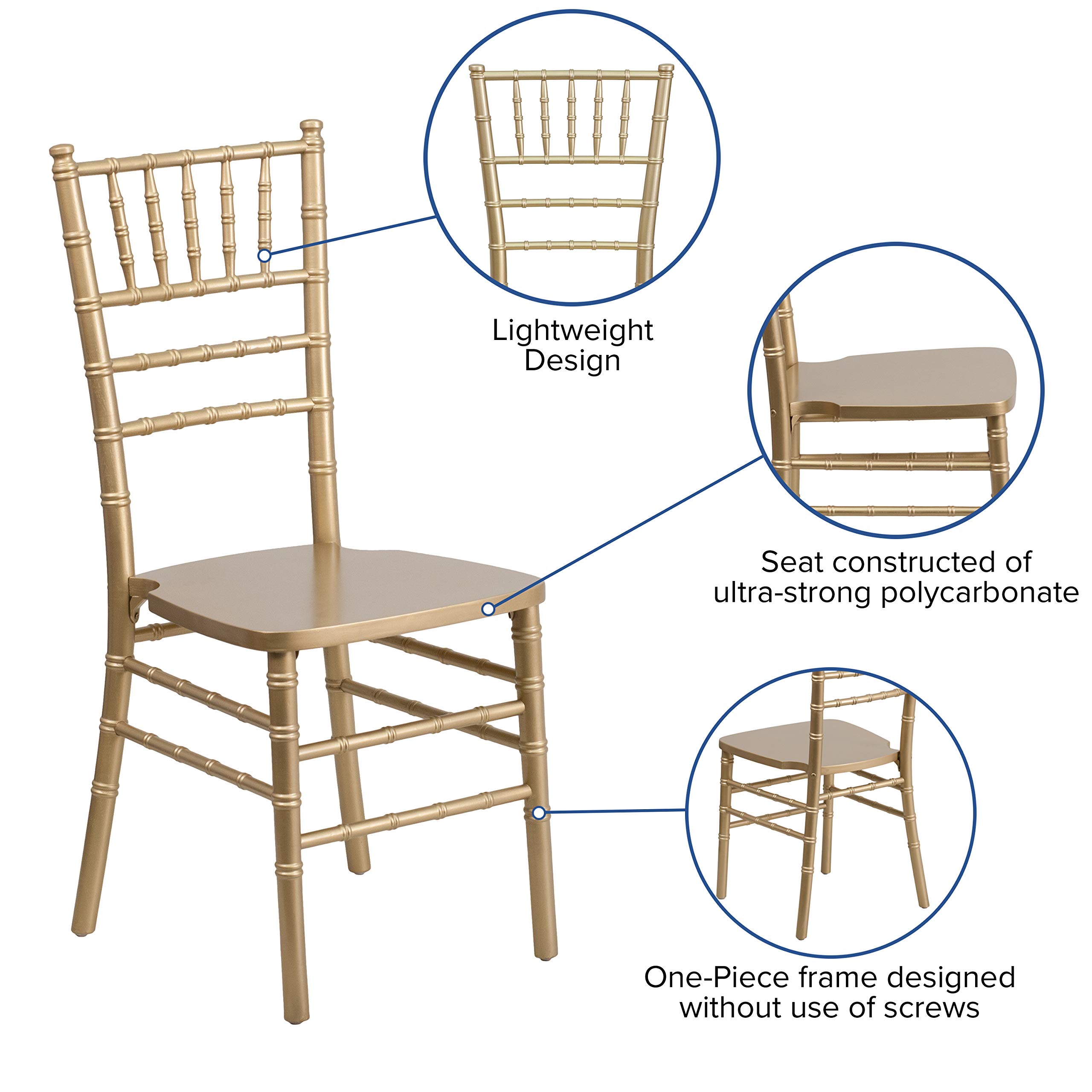 Flash Furniture HERCULES Series Gold Wood Chiavari Chair