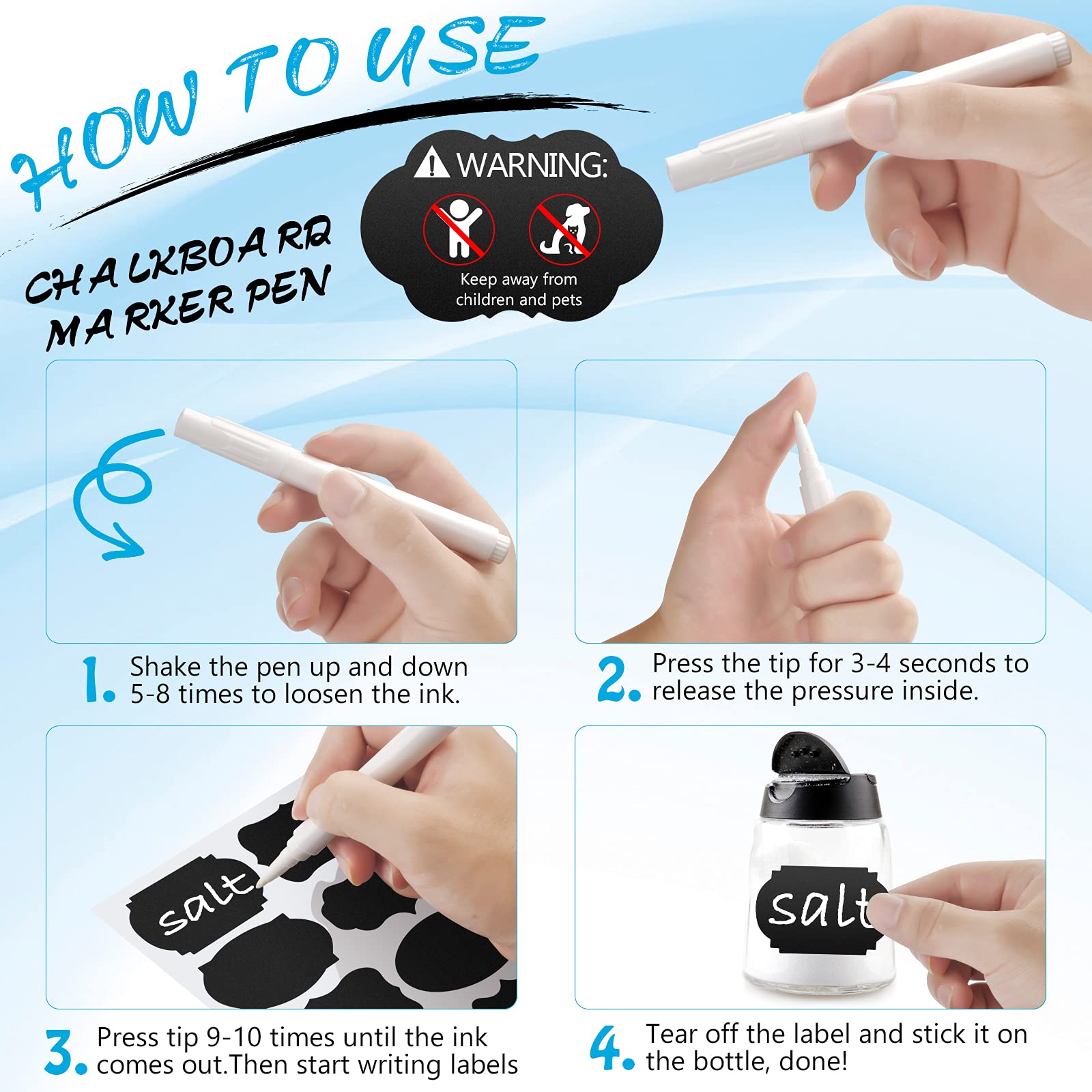Chalkboard Labels Bulk (180PCS) - 2 Free Erasable White Chalk Marker, Mini Decorative Chalk Labels, Reusable and Waterproof Black Labels for Jars Containers Kitchen Home Pantry Office