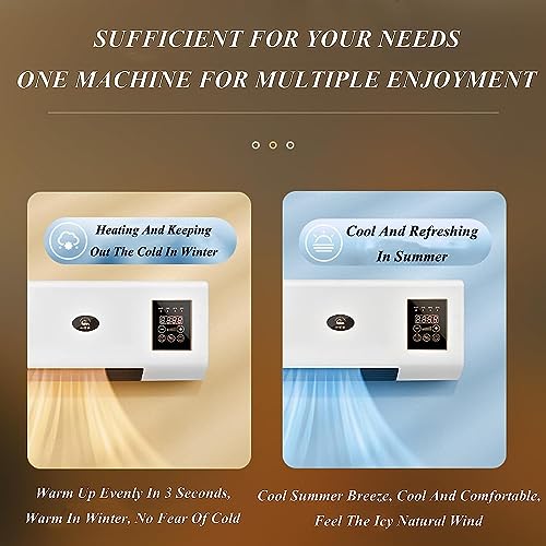 Small Air Conditioner Remote Control,2000W Wall Mounted Conditioner Mini,Cooling & Heating Conditioner with Conditioning Hot Fan,Portable Wall Mounted Ac & Heater Combo for Home Bedroom Office/22