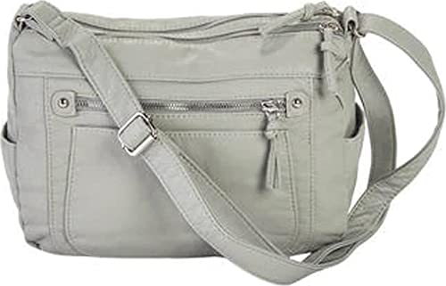 Bueno of California, Grainy Wash Solid Hobo Bag GRAY NS