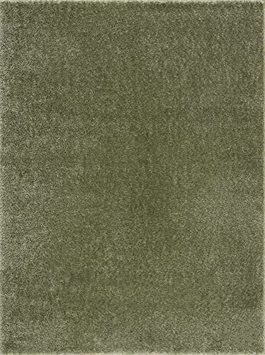 Hauteloom Heavenly Solid Shag Area Rug for Living Room Bedroom - High Pile Fluffy Carpet - Soft Shaggy Cozy Plush Rug - Green - 6'7" x 9'