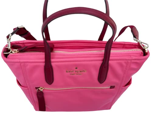 Kate Spade Chelsea Medium Top Zip Satchel Crossbody Nylon Pink Dahli Multi