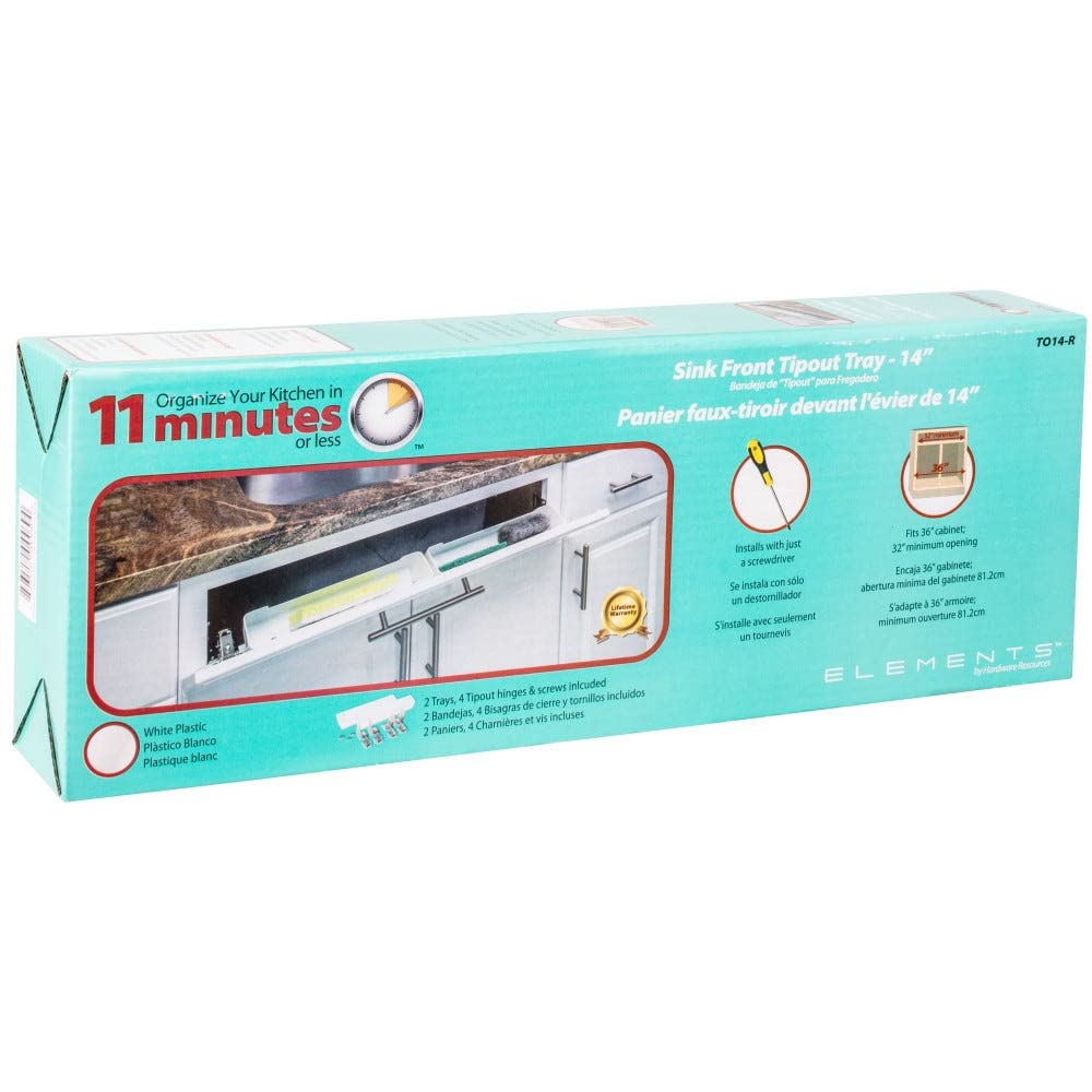 Hardware Resources TO14-R Wide Sink Tipout Tray Pack, White