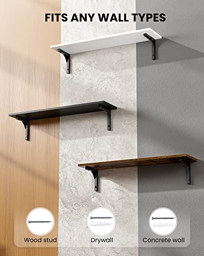EZFurni 31.5'' Large Floating Shelves Wood for Wall, Set of 2 Wider Floating Wall Shelves for Wall Decor,Solid Wall Shelves for Bedroom,Kitchen, Versatile Wall Mounted Shelves,Rustic Brown