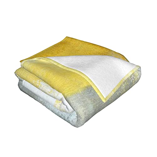Yellow Grey Abstract Soft Flannel Fleece Blanket Breathable Throw Blanket Halloween Chirstmas Days Rustic Cozy Blanket for Couch Sofa Bed Living Room Suitable for All Season 50x60 inch