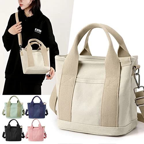 Large Capacity Multi-Pocket Handbag Canvas Tote Purses Crossbody Bag for Women Japanese Handmade Tote Crossbody Bag (Khaki)