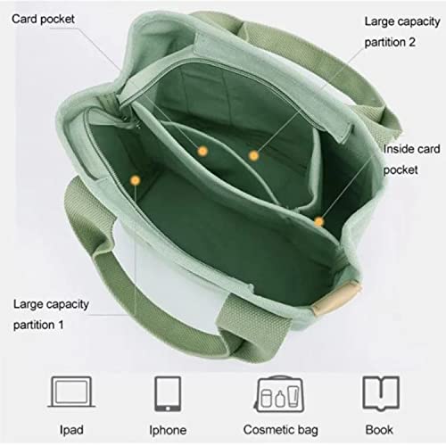 Large Capacity Multi-Pocket Handbag Canvas Tote Purses Crossbody Bag for Women Japanese Handmade Tote Crossbody Bag (Khaki)