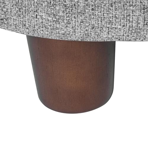 Homepop Home Decor | Upholstered Round Storage Ottoman | Ottoman with Storage for Living Room & Bedroom, Light Gray Tweed Large