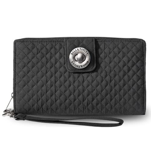 Bella Taylor Country Floral Feedsack Collection, RFID Wristlet Cash System Wallet for Cash Envelope Budgeting, Vintage Black