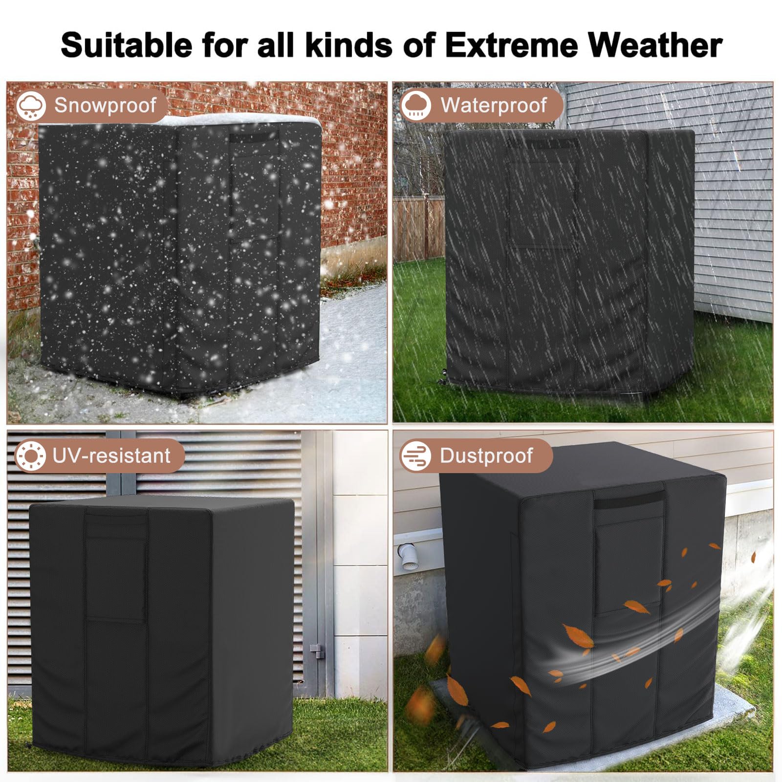 Mrrihand Central Air Conditioner Cover for Outside Units Waterproof Heavy Duty AC Unit for Outdoor Large AC Cover for Winter (36"X36"X39")-Balck