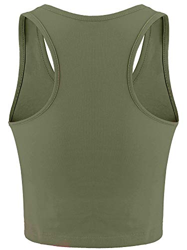 Boao 4 Pieces Basic Crop Tank Tops Sleeveless Racerback Crop Top for Women (Black, White, Army Green, Coffee, Medium)