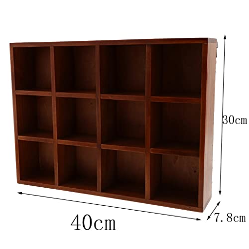KLKCMS Wall Mounted Shelving Unit with Storage Shelf with 12 Compartments , Brown